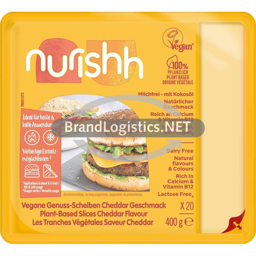 Nurishh Vegane Genuss-Scheiben Cheddar-Geschmack 400 g
